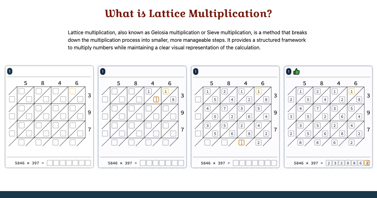 Learn Lattice Multiplication with Calculator