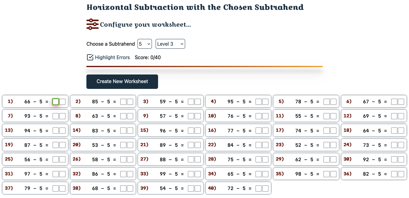 Horizontal Subtraction with the Chosen Subtrahend
