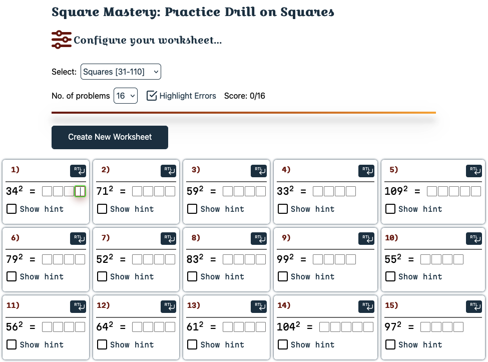 Practice Finding Squares Using (a + b)²